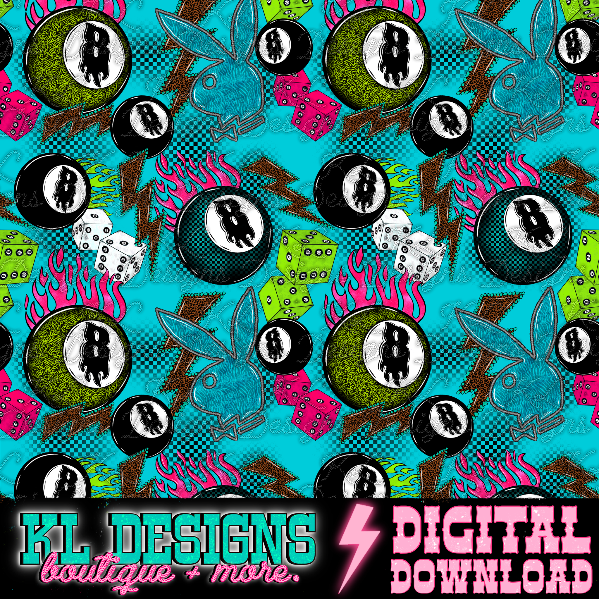 Edgy 8 Ball Bunny Seamless (2 colors) | Digital Download – KL Designs