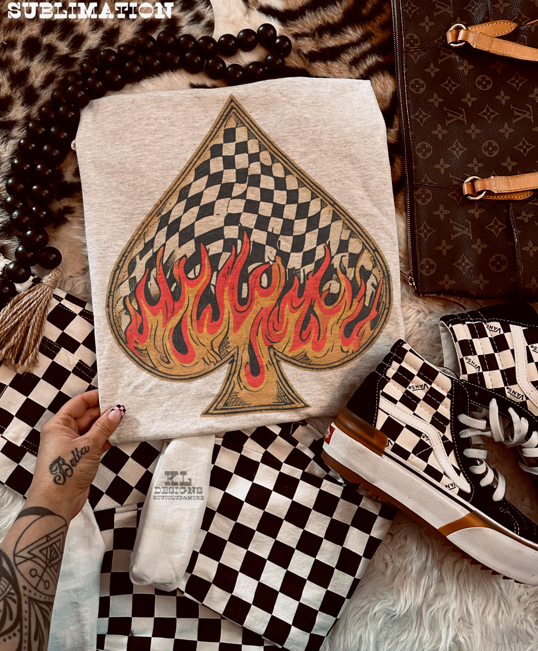 Vintage Flaming Checkered Spade – KL Designs