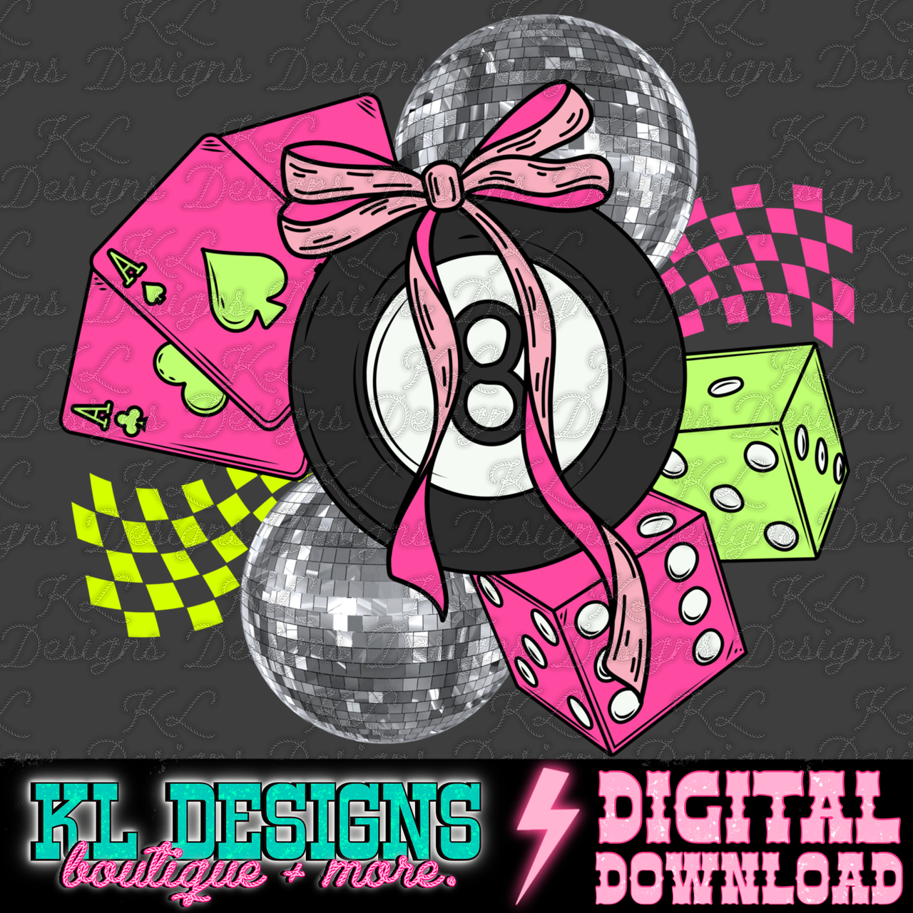 Pink Disco 8 Ball Collage | Digital Download – KL Designs